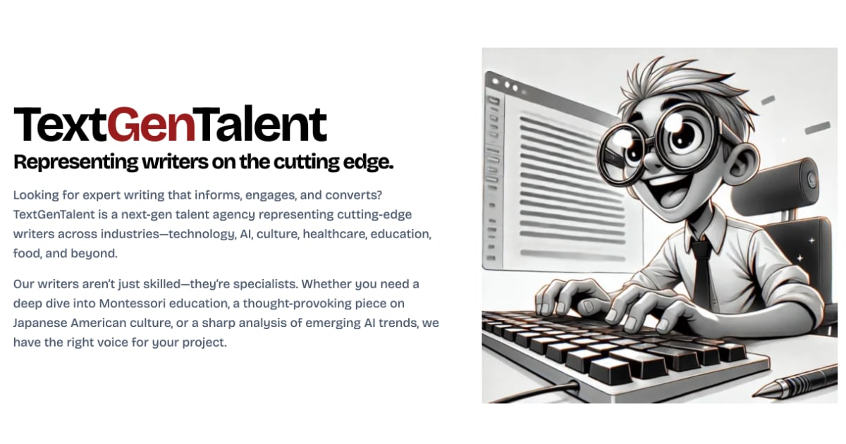 TextGenTalent - A next-gen talent agency representing writers on the ...